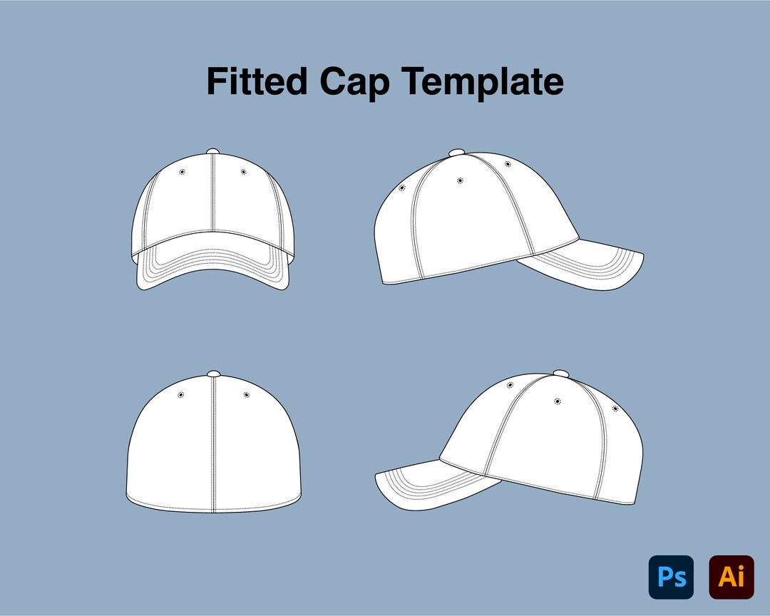 Fitted Cap Hat Tech Pack Mock-up Vector, Front, Back and Side View - Etsy
