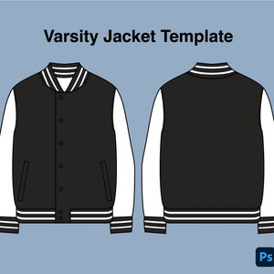 Varsity Jacket Template Mock-up, Front and Back View, Can Adjust Color ...