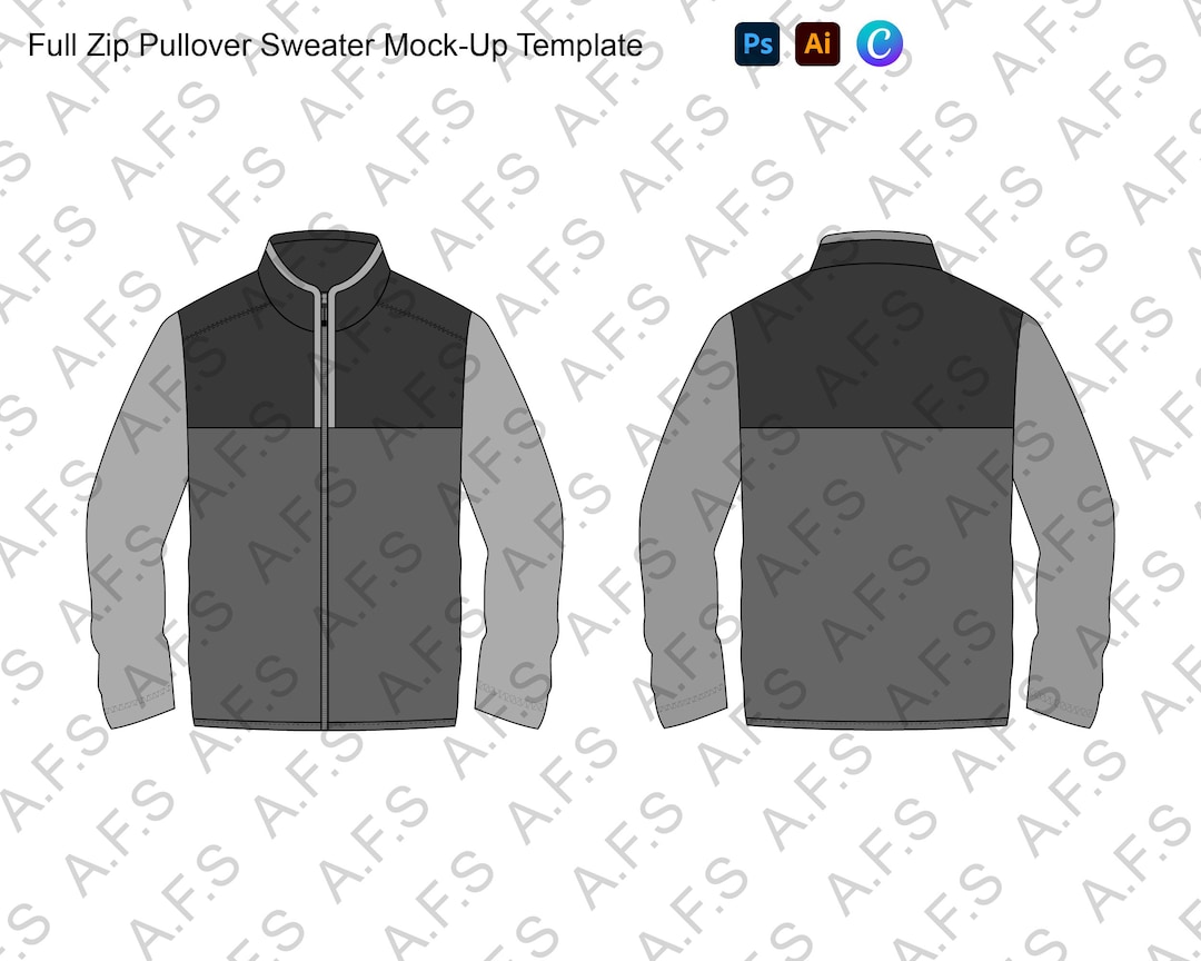 Full Zip Pullover Fleece Sweater Mock up Template - Etsy