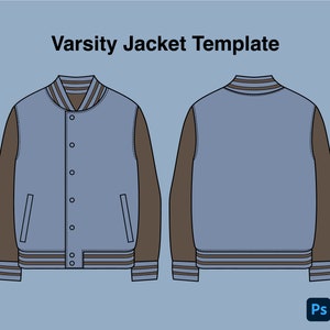 Varsity Jacket Template Mock-up, Front and Back View, Can Adjust Color ...
