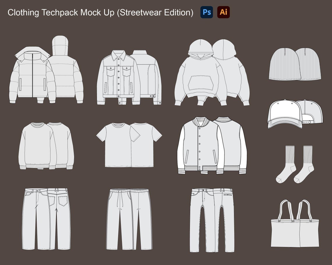 Blank Streetwear Clothing Mockup Template Pack - Etsy