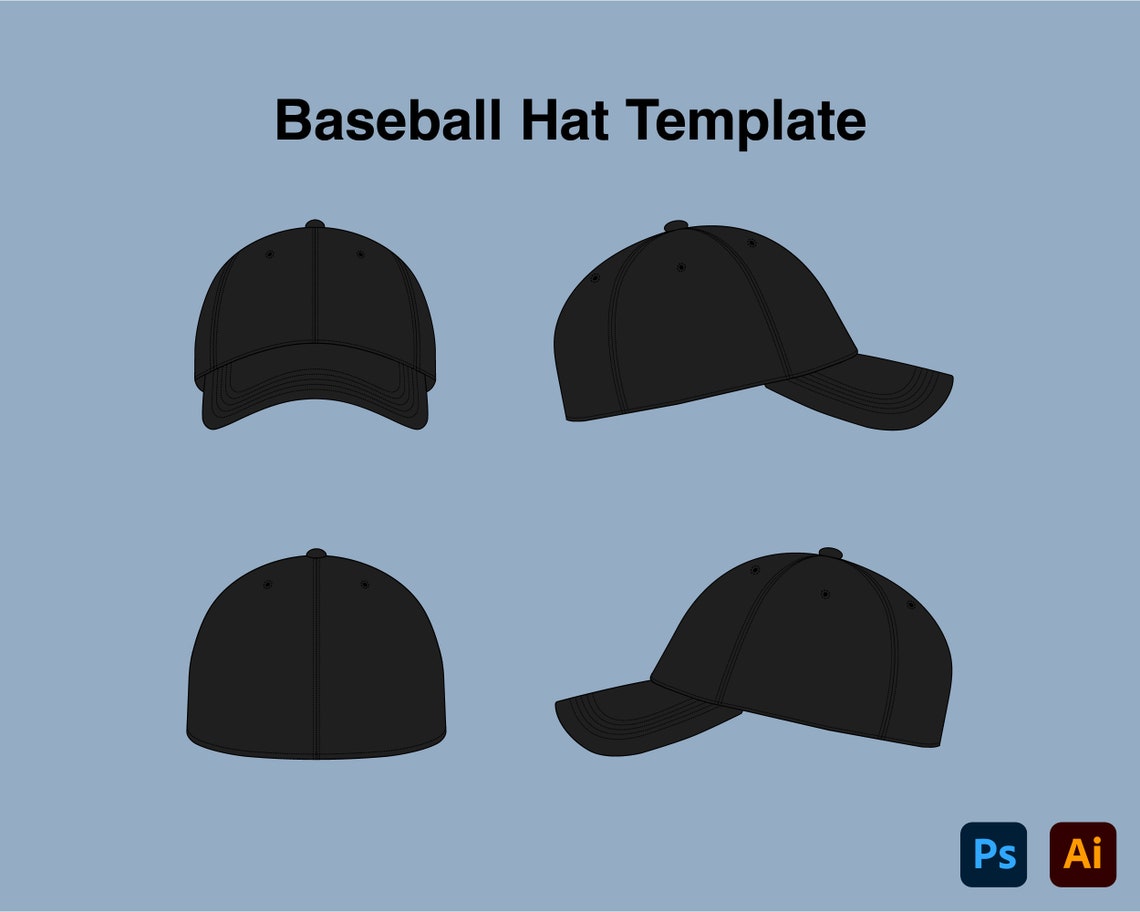 Blank Baseball Hat Mock up SVG and Illustrator Template - Etsy