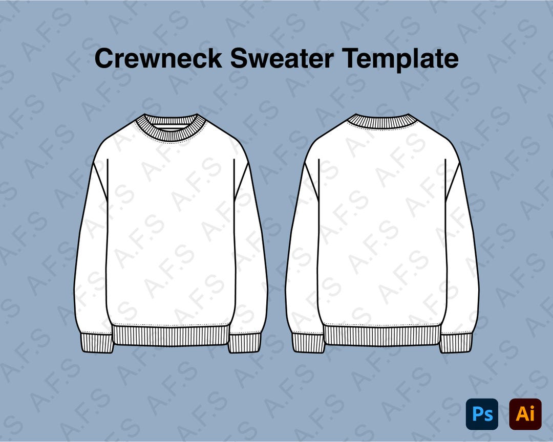 Crewneck Sweater Techpack Template, Front and Back View - Etsy