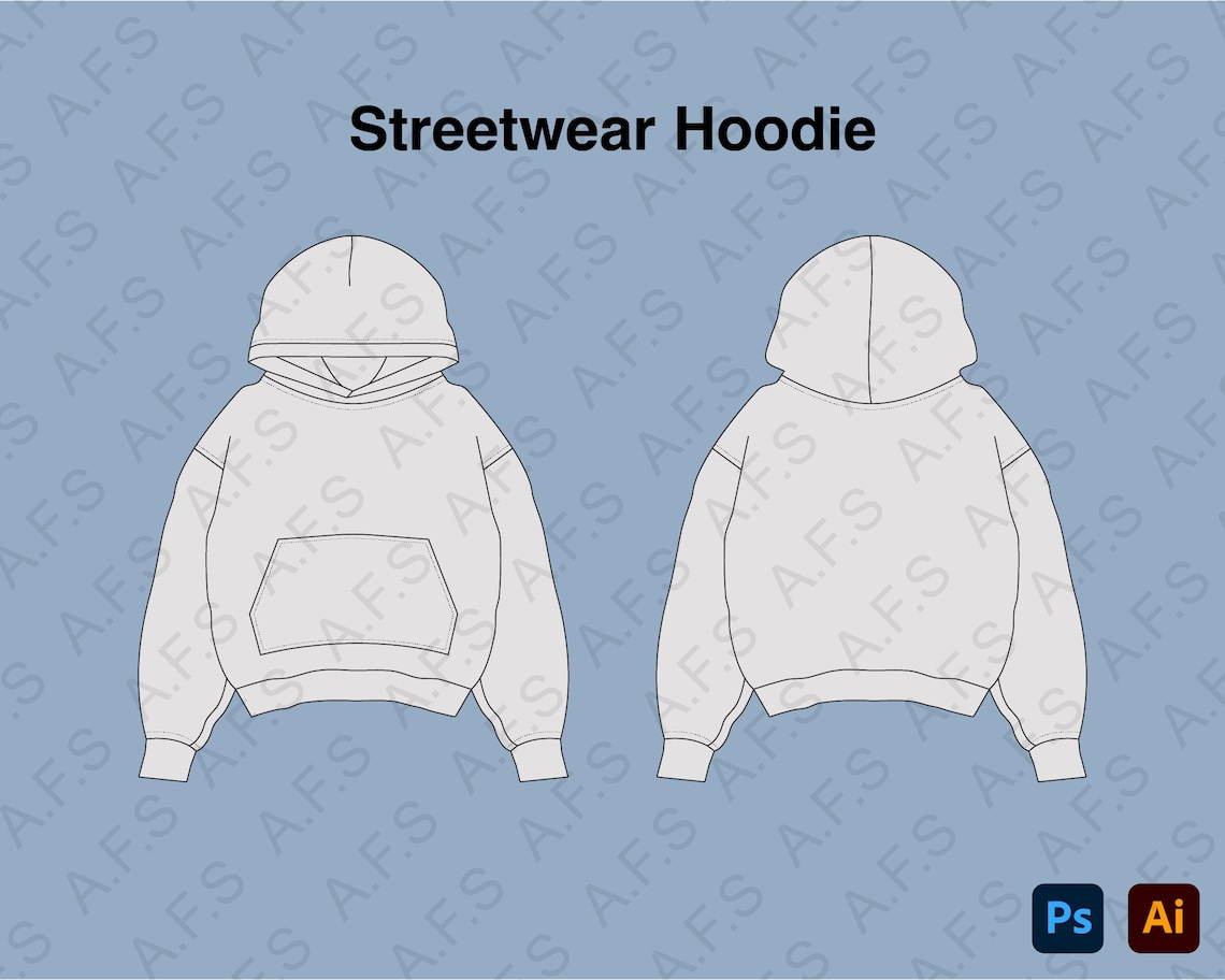 Streetwear Hoodie Mockup Template Vector , Front and Back View, - Etsy