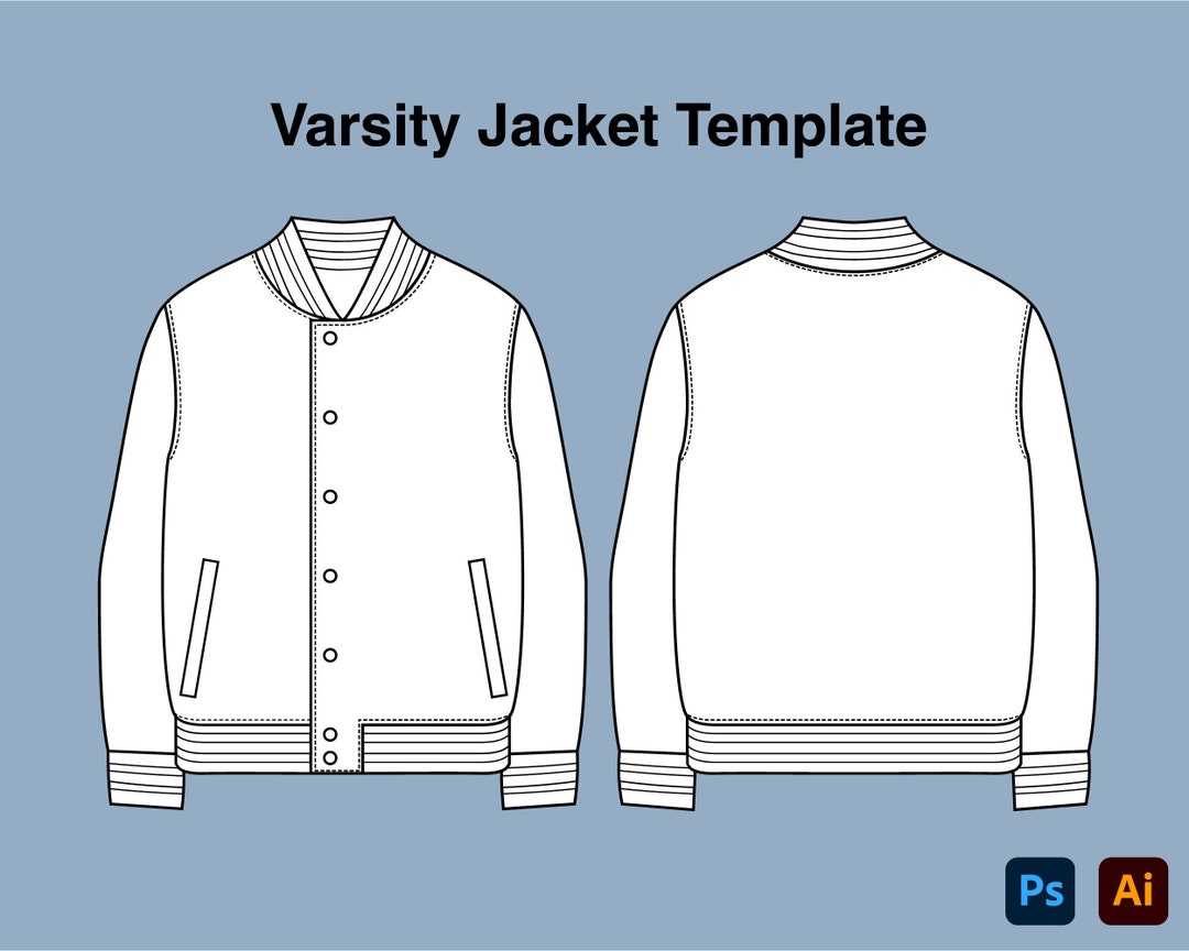Varsity Jacket Template Mock-up, Front and Back View, Can Adjust Color ...