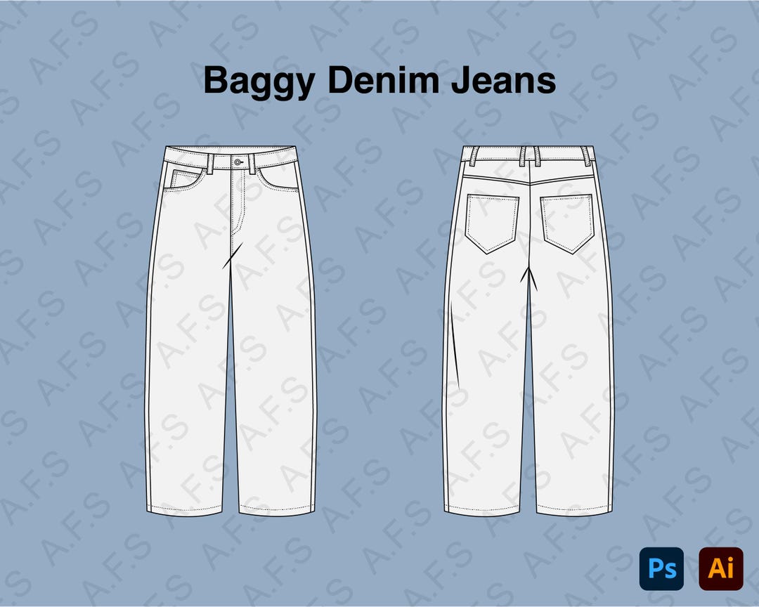 Streetwear Baggy Denim Jeans Template Mock-up - Etsy