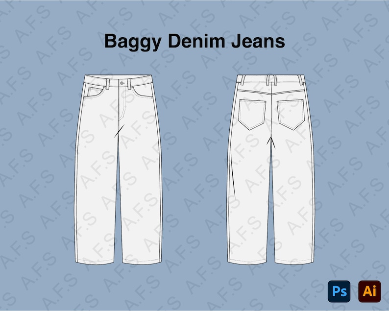 Streetwear Baggy Denim Jeans Template Mock-up - Etsy