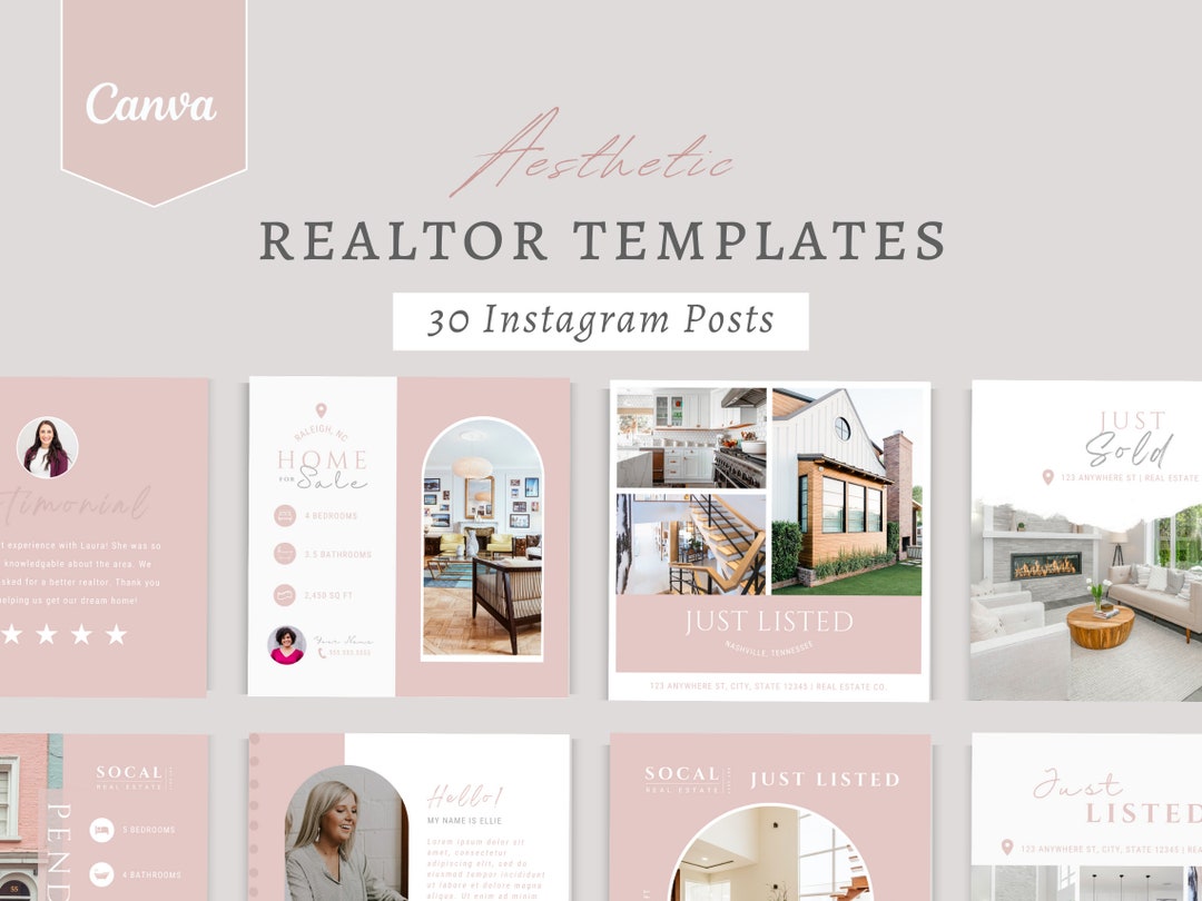 30 Aesthetic Real Estate Post Templates for Canva | Social Media ...
