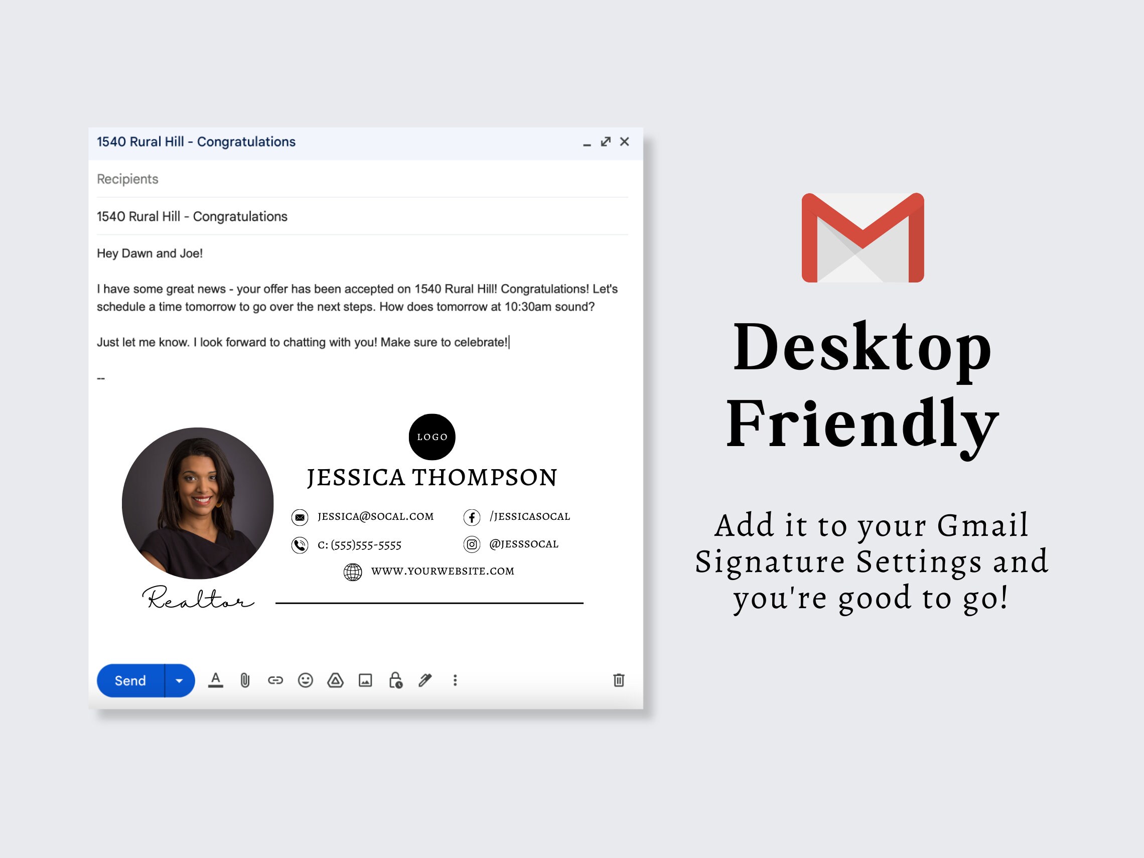 Professional Email Signature Template: Canva, Gmail (digital Download ...