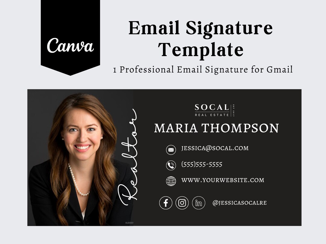 Professional Email Signature Template: Canva, Gmail (digital Download ...