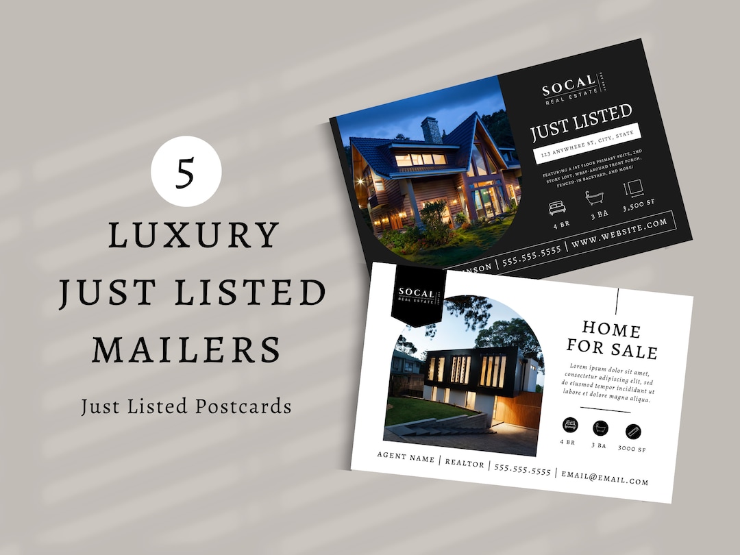 Luxury Real Estate 'just Listed' Postcard Templates for Canva (digital ...