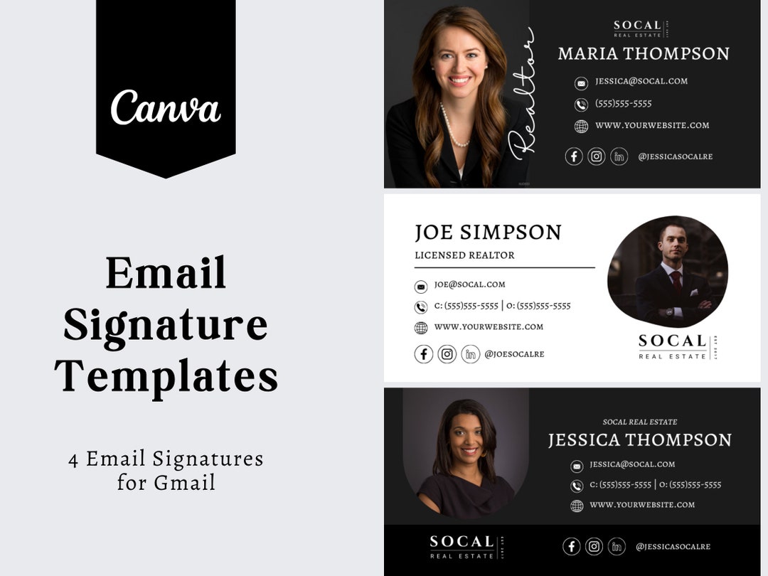 Email Signature Template Bundle | Canva Template | Gmail Signature ...