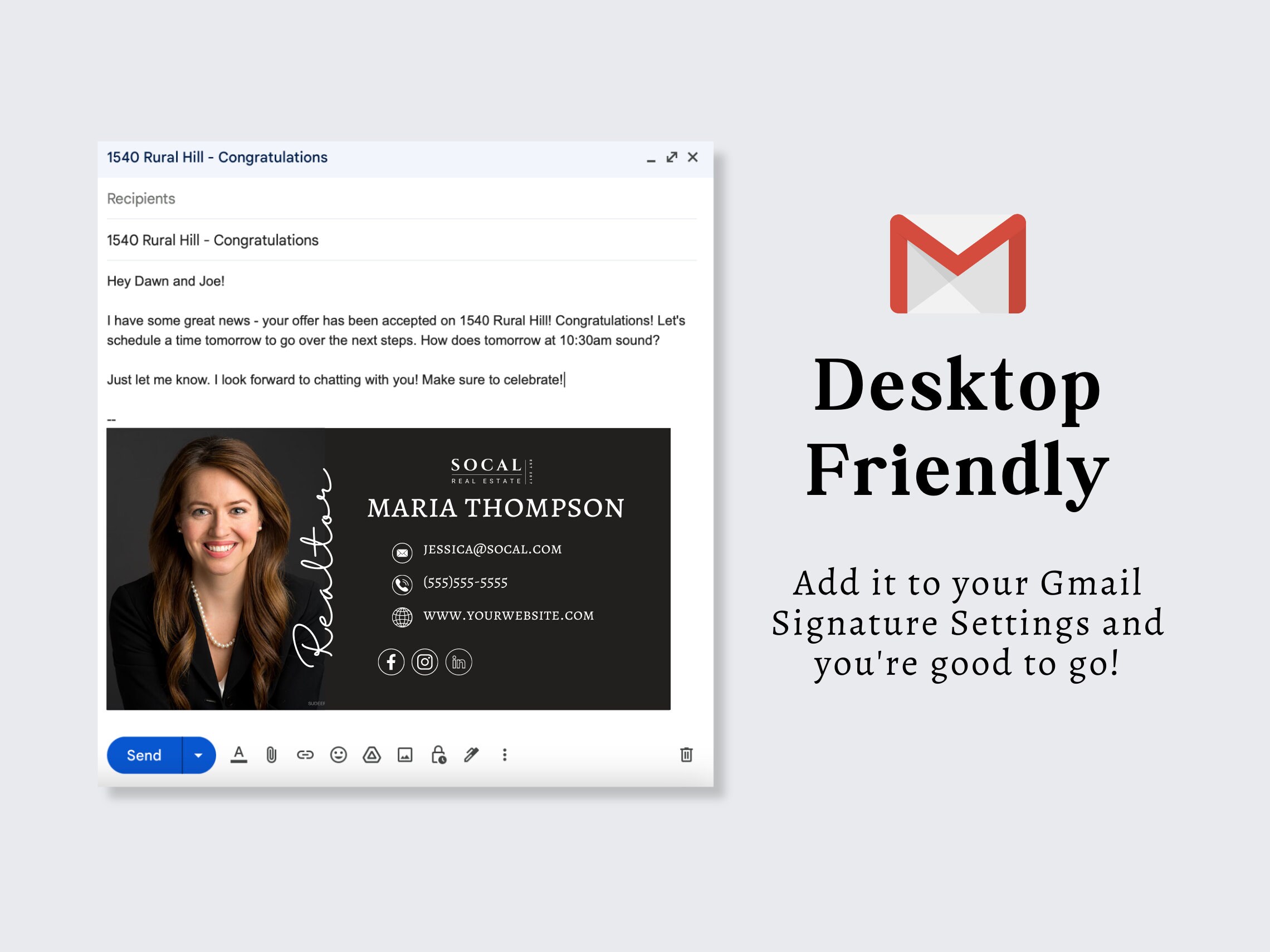 Professional Email Signature Template: Canva, Gmail (digital Download ...