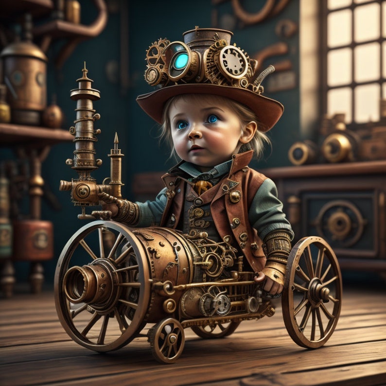 Steampunk Kids Wall Art, Kids Room Decor, Fantasy Art for Kids, Modern ...