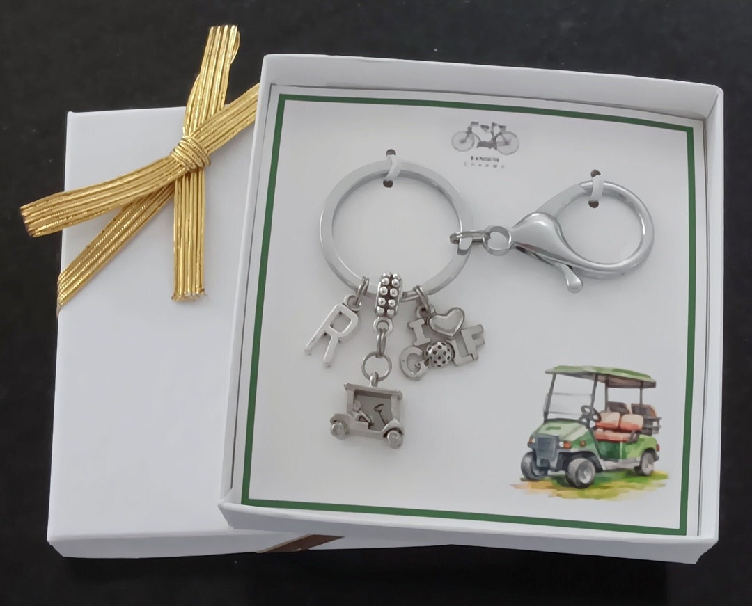 Golf Keychain, Golf Key Chain, Pewter Golf Charm Keychain, Golfing Gift ...