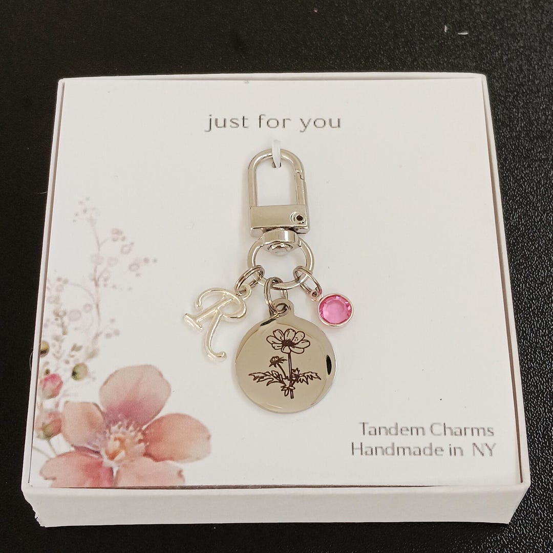 Birth Flower Gifts, Birth Flower Purse Charm, Birth Month Gift - Etsy