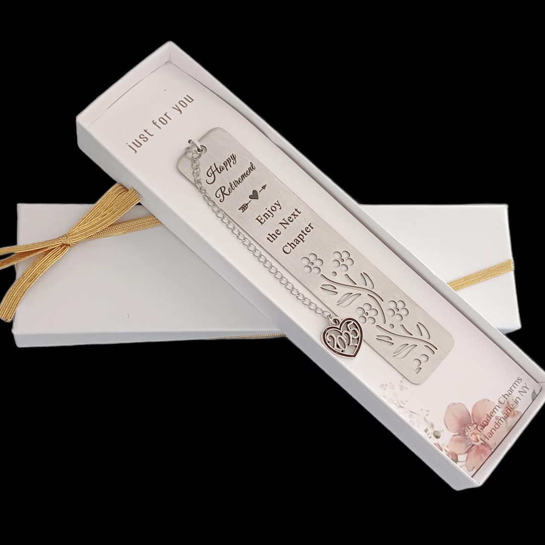 Retirement Bookmark Gift: Stainless Steel Floral Bookmark With Year ...