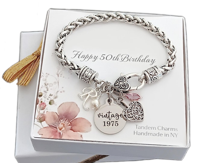 50th Bracelet, 50th Birthday Gift for Women, 50th Birthday Gift for Her ...