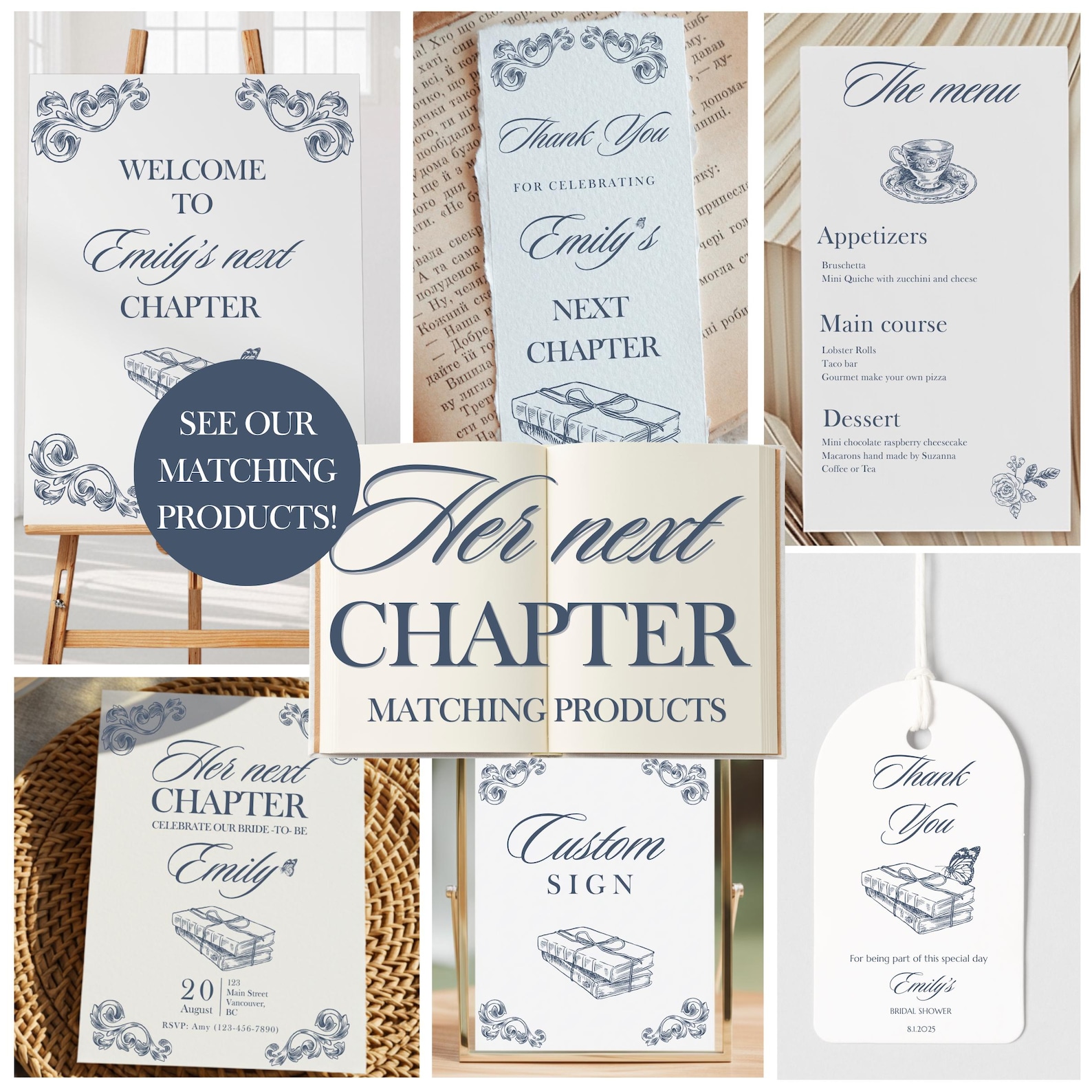 Her Next Chapter Bookmark Bridal Shower or Baby Shower Template ...