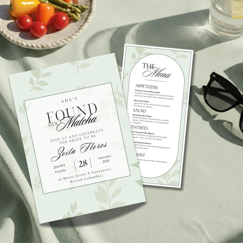 Matcha Bridal Shower Editable Wedding Shower Games and Invitation ...