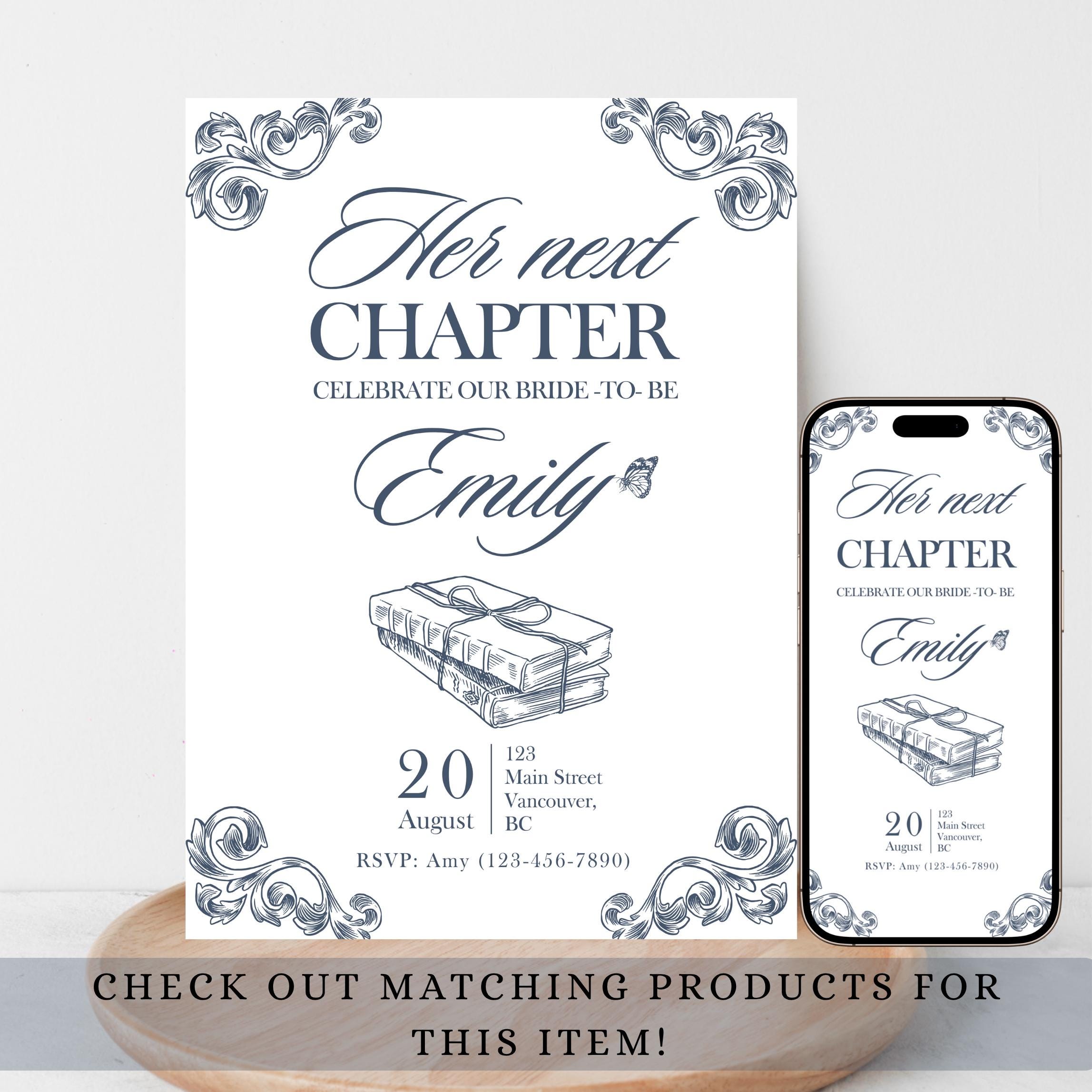 Her Next Chapter Bookmark Bridal Shower or Baby Shower Template ...