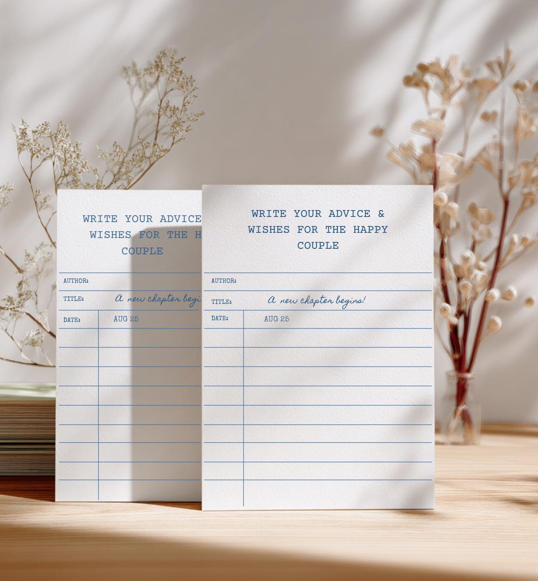 Library Card Bridal Shower Game Advice and Wishes for the Bride A New ...