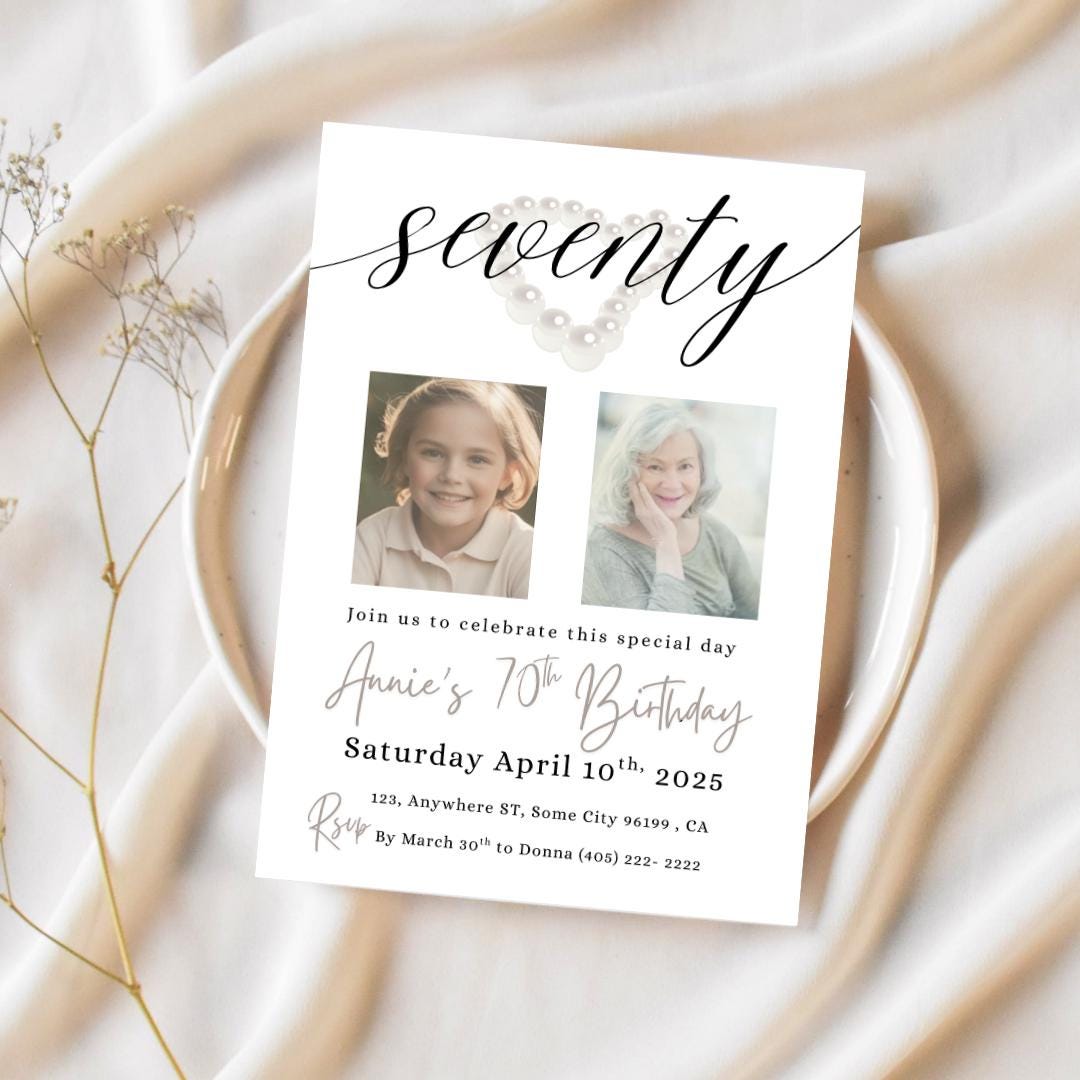 70th Birthday Invitation Milestone Elegant Digital Download Printable ...