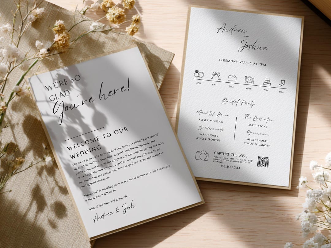Wedding Timeline and Itinerary Welcome Note Template Printable Wedding ...