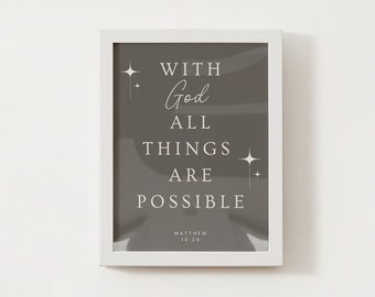 Bible Verse with God All Things Are Possible. Matthew 19:26 - Etsy