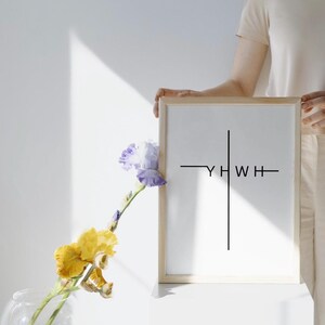 YHWH Cross Wall Art | Yahweh Hebrew Name of God | Christian Faith Decor ...