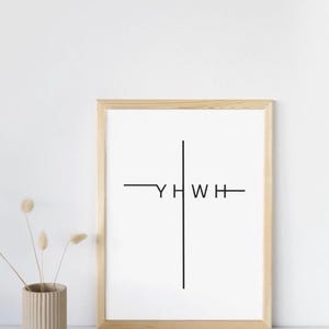 YHWH Cross Wall Art | Yahweh Hebrew Name of God | Christian Faith Decor ...