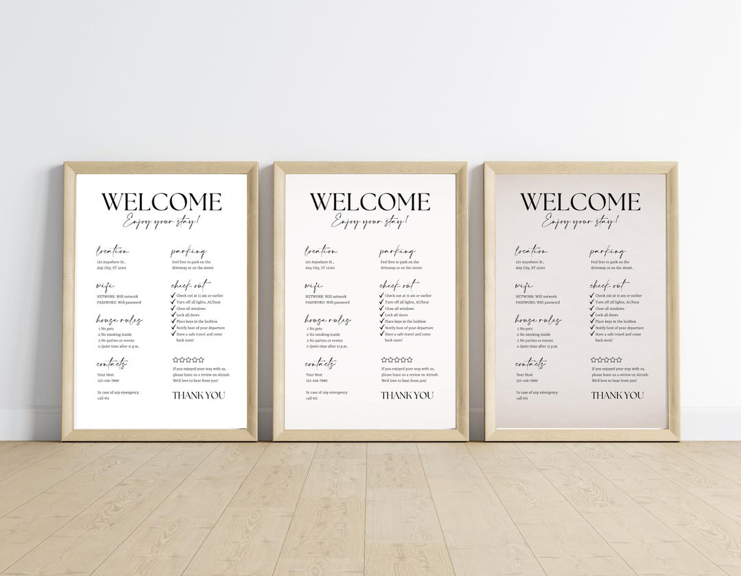 Airbnb Welcome Sign Art - Modern Printable Wall Art for Vacation ...