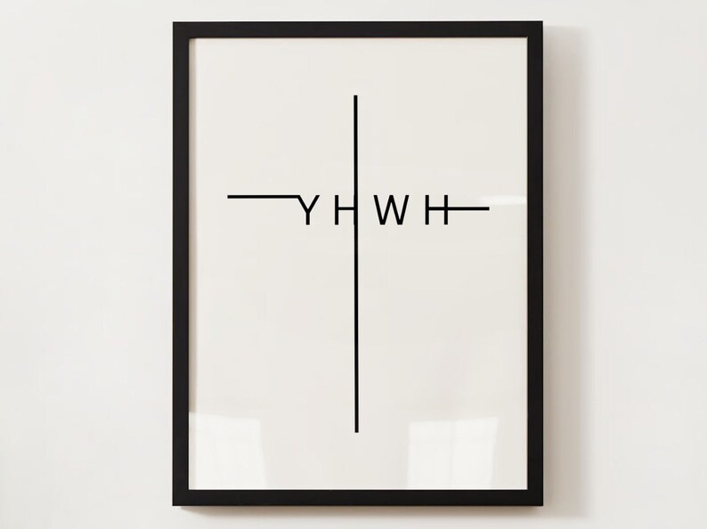 YHWH Cross Wall Art | Yahweh Hebrew Name of God | Christian Faith Decor ...