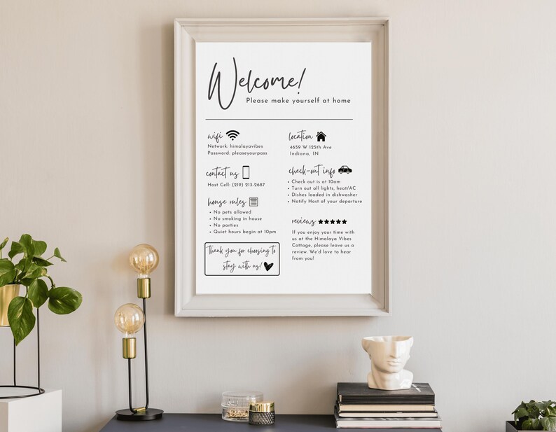 Airbnb Welcome Sign: Modern Guest Greeting Wall Art (instant Download ...