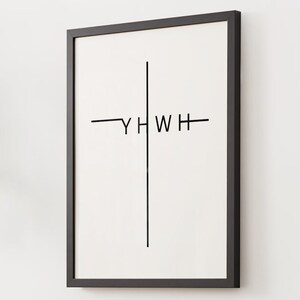 YHWH Cross Wall Art | Yahweh Hebrew Name of God | Christian Faith Decor ...