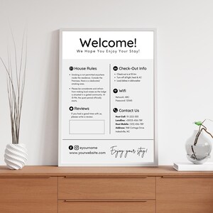 A4 Airbnb Welcome Sign Wall Art – Printable Modern Decor in 3 Colours ...