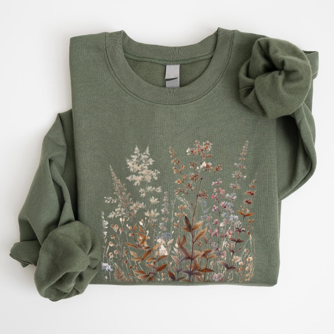 Cute Wildflowers Sweatshirt, Floral Sweatshirt, Spring Flowers ...