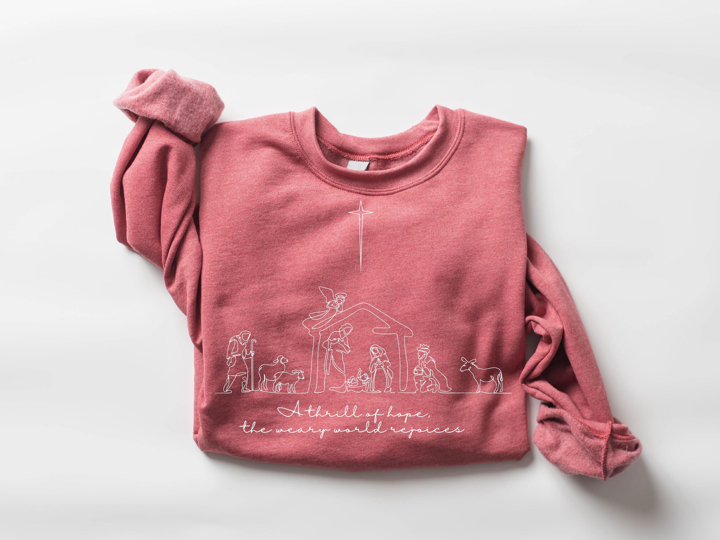 Christian Christmas Sweatshirt, Nativity Scene Jesus Birth Sweater ...