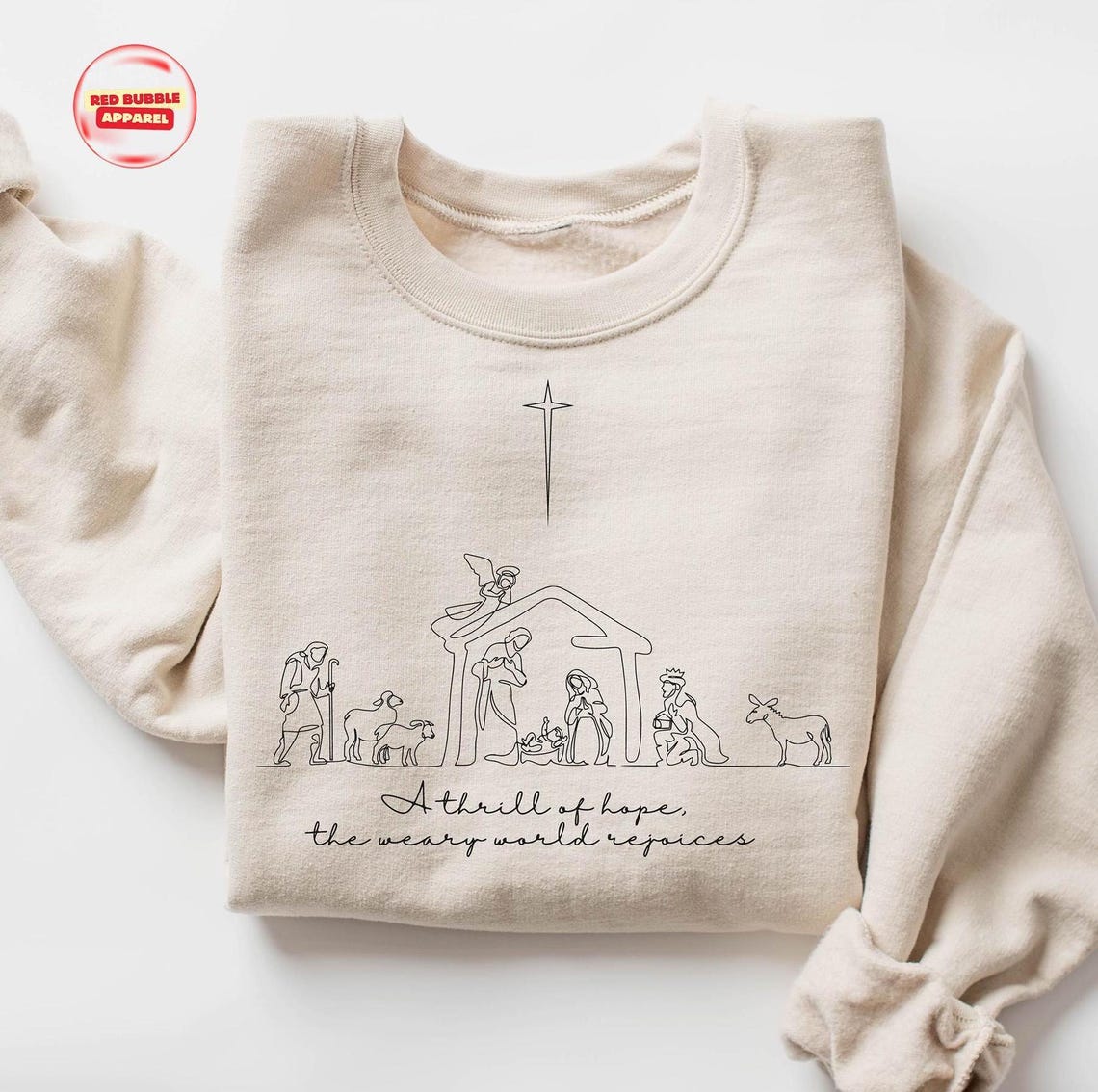 Christian Christmas Sweatshirt, Nativity Scene Jesus Birth Sweater ...
