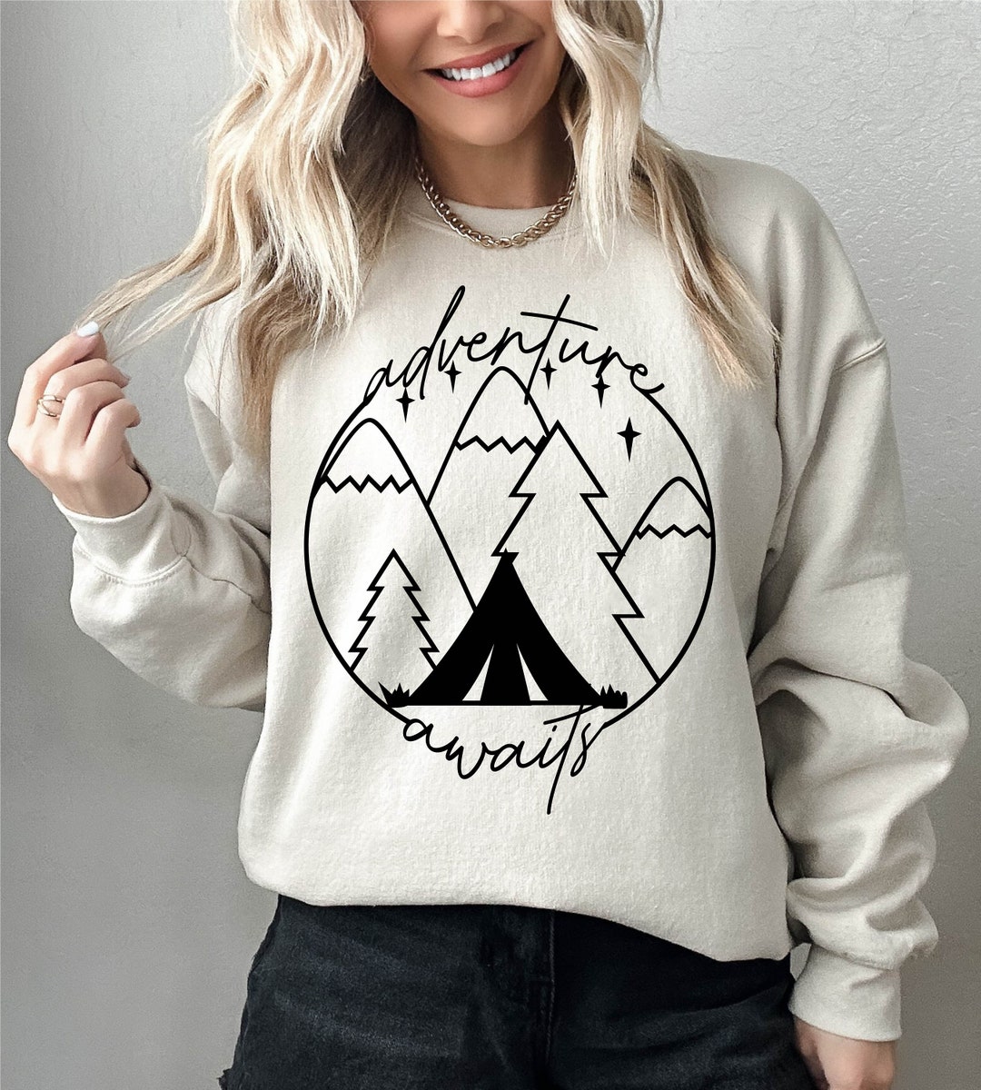 Adventure Sweatshirt, Adventure Awaits Shirt, Camping Shirt, Mountain ...
