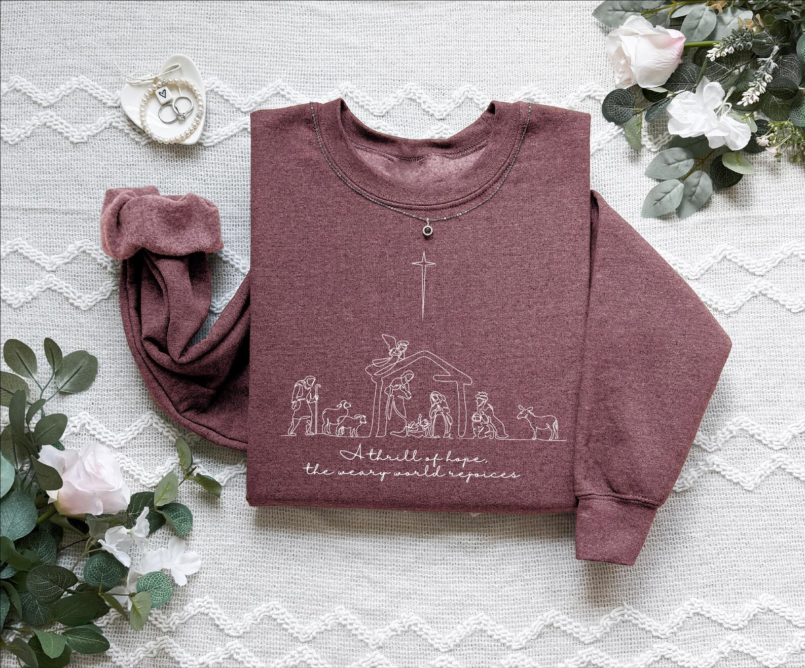Christian Christmas Sweatshirt, Nativity Scene Jesus Birth Sweater ...