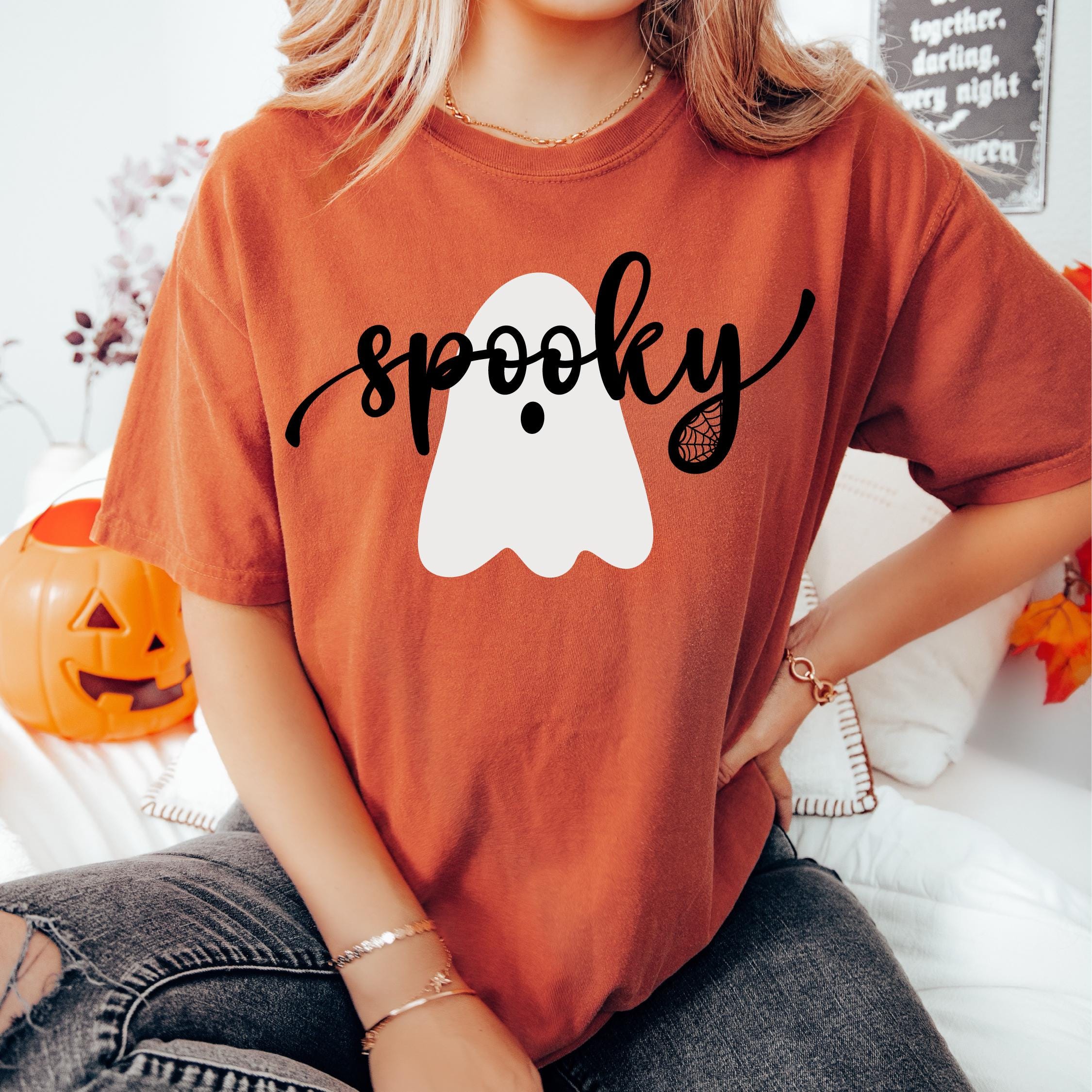 Cute Spooky Sweatshirt : Halloween Ghost Boo Crew Shirt, Womens ...
