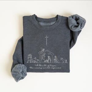 Christian Christmas Sweatshirt, Nativity Scene Jesus Birth Sweater ...