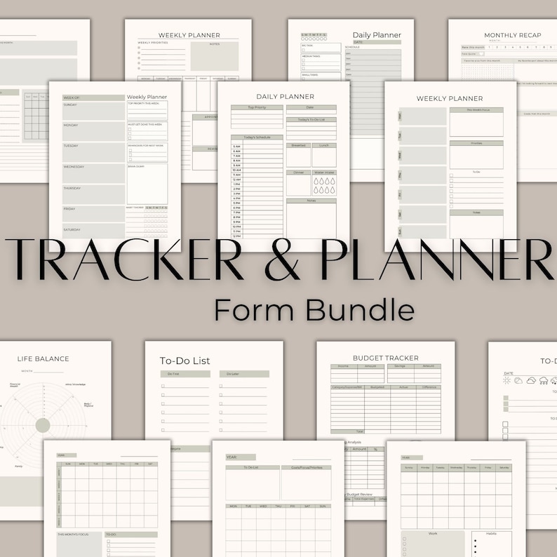 All Tracker Bundle, Planner, Form Bundle, Checklist, Recap, Monthly ...