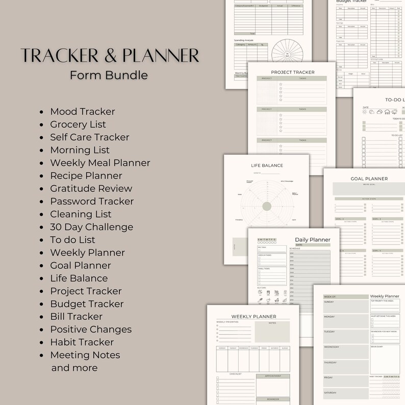 All Tracker Bundle, Planner, Form Bundle, Checklist, Recap, Monthly ...