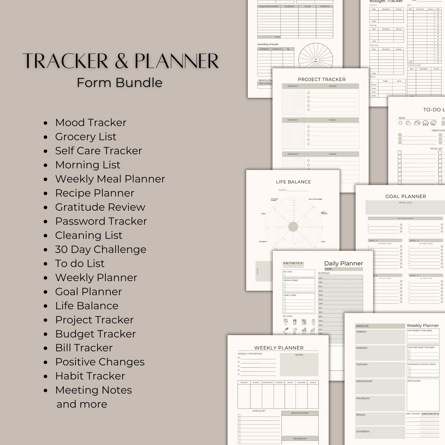 All Tracker Bundle, Planner, Form Bundle, Checklist, Recap, Monthly ...