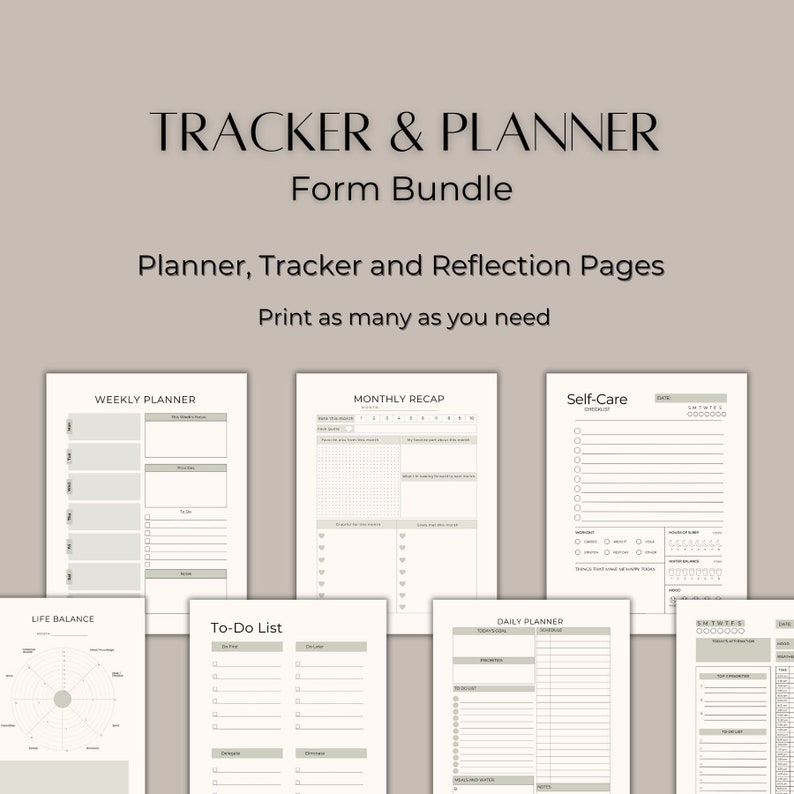 All Tracker Bundle, Planner, Form Bundle, Checklist, Recap, Monthly ...
