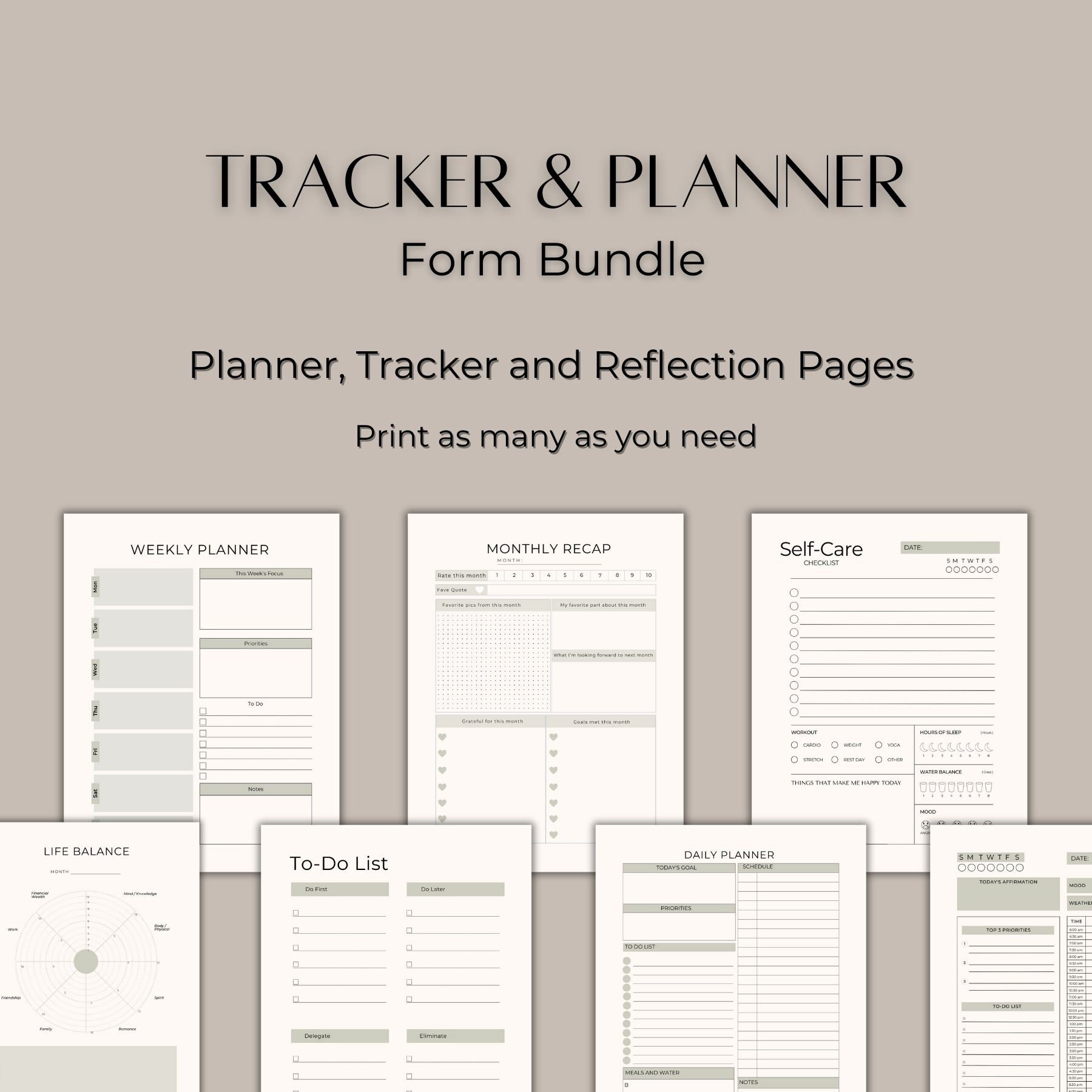 All Tracker Bundle, Planner, Form Bundle, Checklist, Recap, Monthly ...