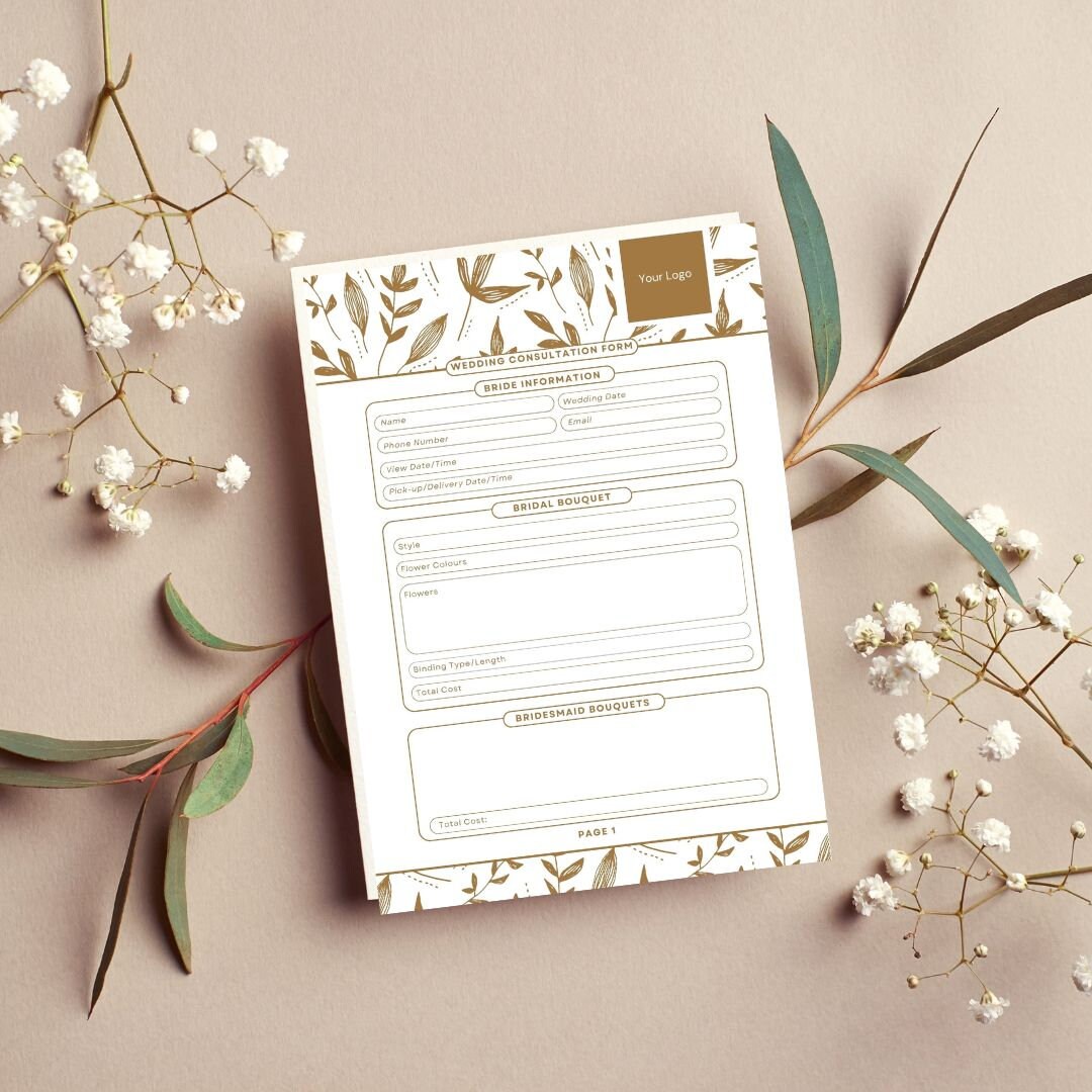 Wedding Florist Order Form, Customizable, Editable, Order Form for ...