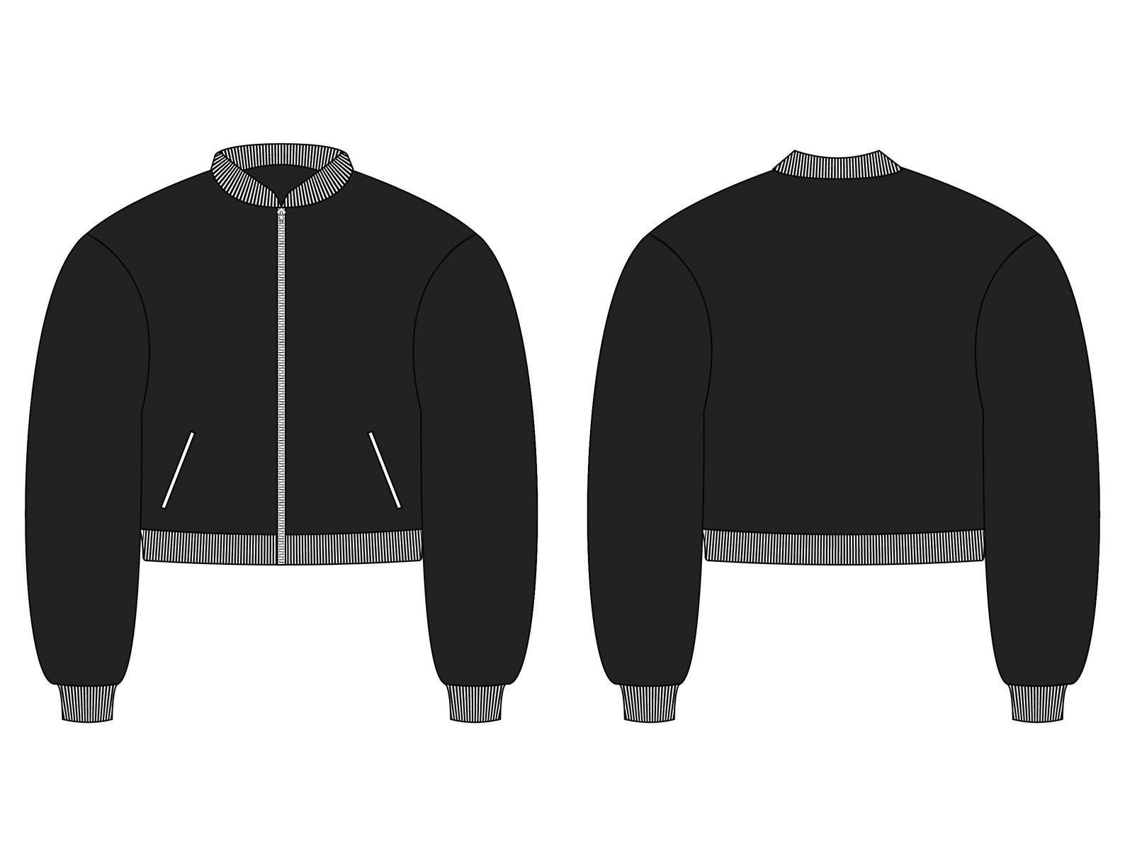 Bomber Jacket, Varsity Jacket, Streetwear, Tech Pack Template, Mock up Template, for Illustrator ...